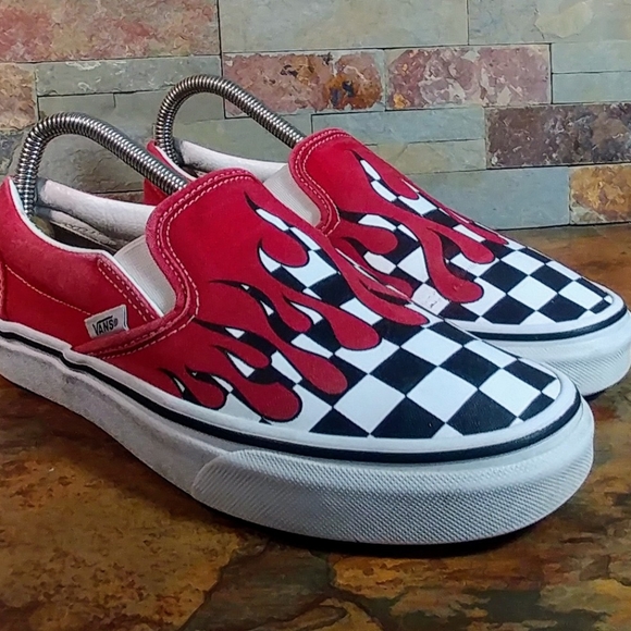 Vans | Shoes | Vans Classic Slip On Checkered Board With Red Drip ...